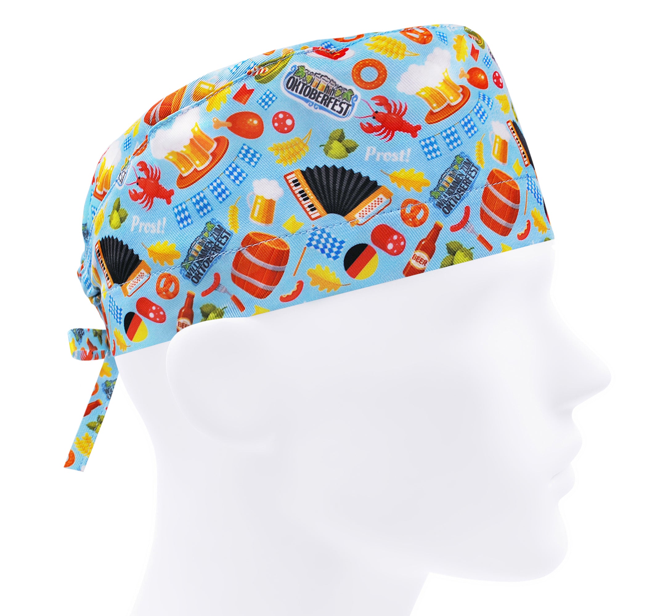 Beer scrub sap for men, German Oktoberfest blue surgical hat – SCRUB-CAPS